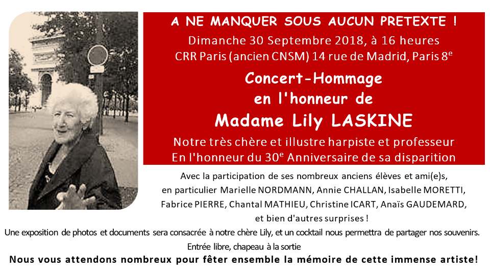 Concert in Homage to Lily Laskine, September 30th 2018 · Paris - Camac ...