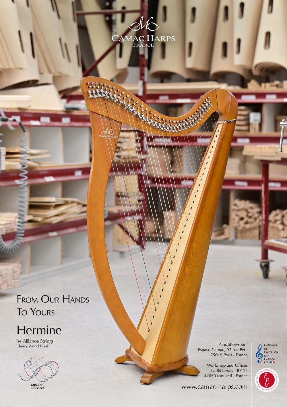 A portrait of our celtic harps: photographs from our atelier. - Camac Harps