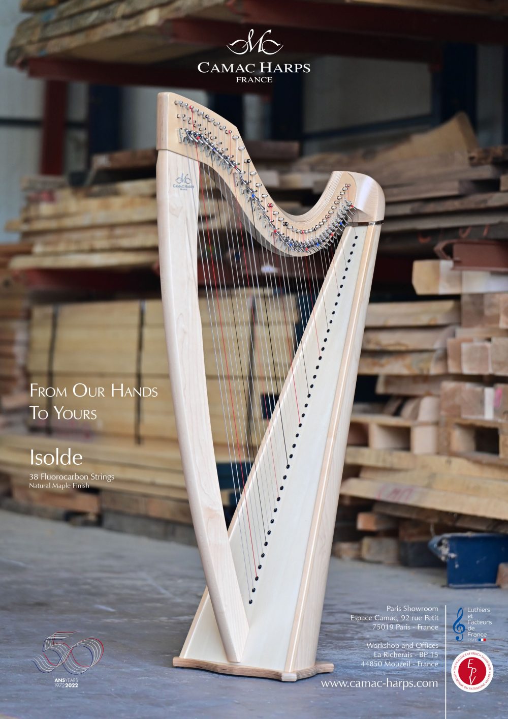 A portrait of our celtic harps: photographs from our atelier. - Camac Harps