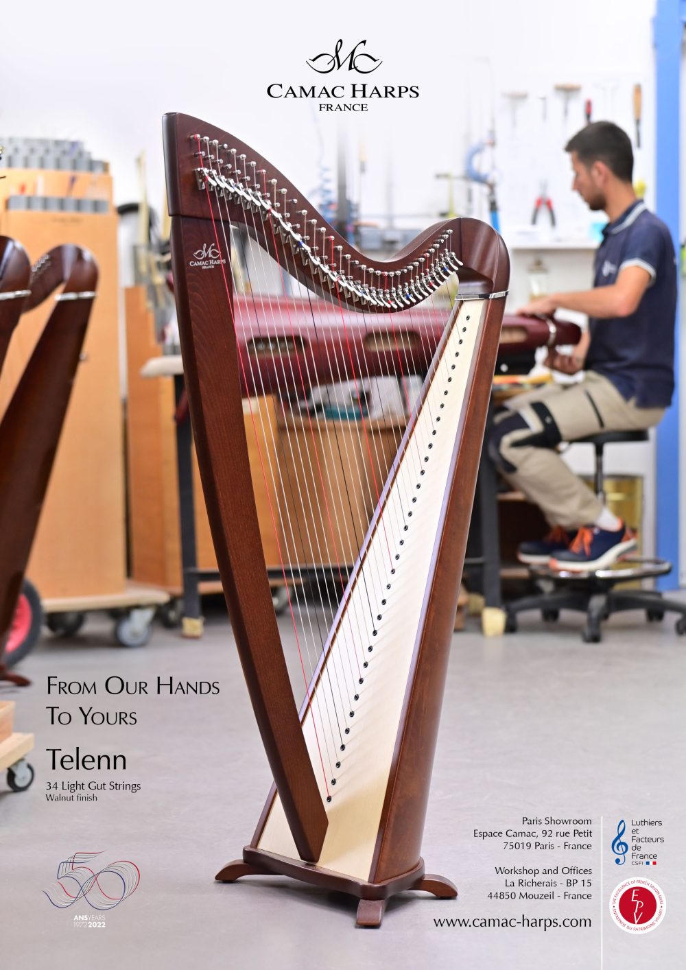 A portrait of our celtic harps: photographs from our atelier. - Camac Harps
