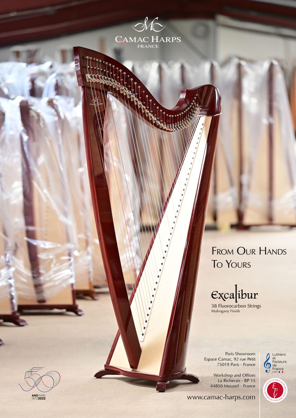 A portrait of our celtic harps: photographs from our atelier. - Camac Harps